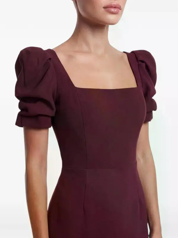 POST MERIDIEM Godet Silhouette Square-neck Midi Dress - Red