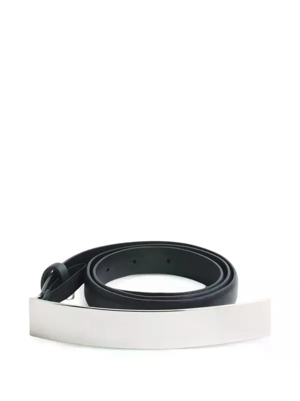 MUGLER Silver Arched Rectangle Buckle Belt - Black