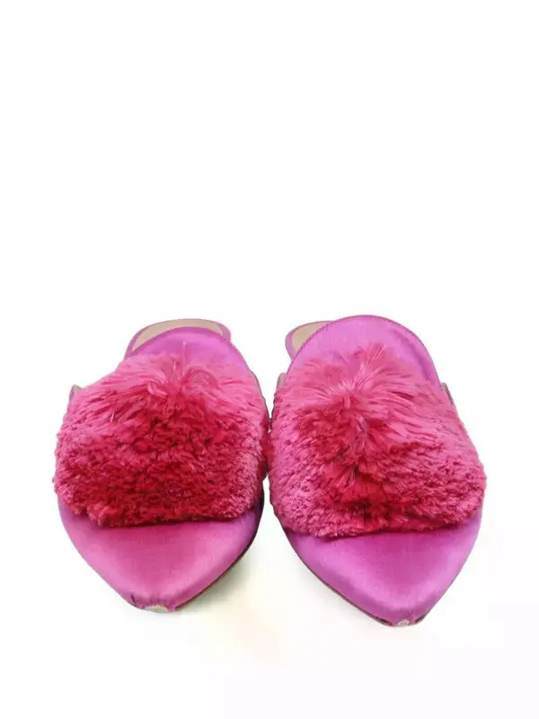 AQUAZZURA Powder Puff Pom-pom Embellished Mules