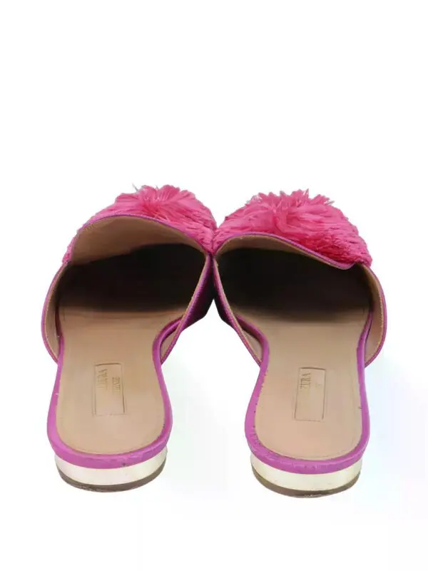 AQUAZZURA Powder Puff Pom-pom Embellished Mules