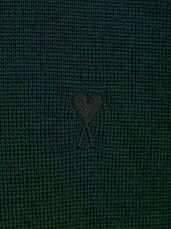 AMI Paris Crew Neck Wool Sweater With De Coeur Embroidery