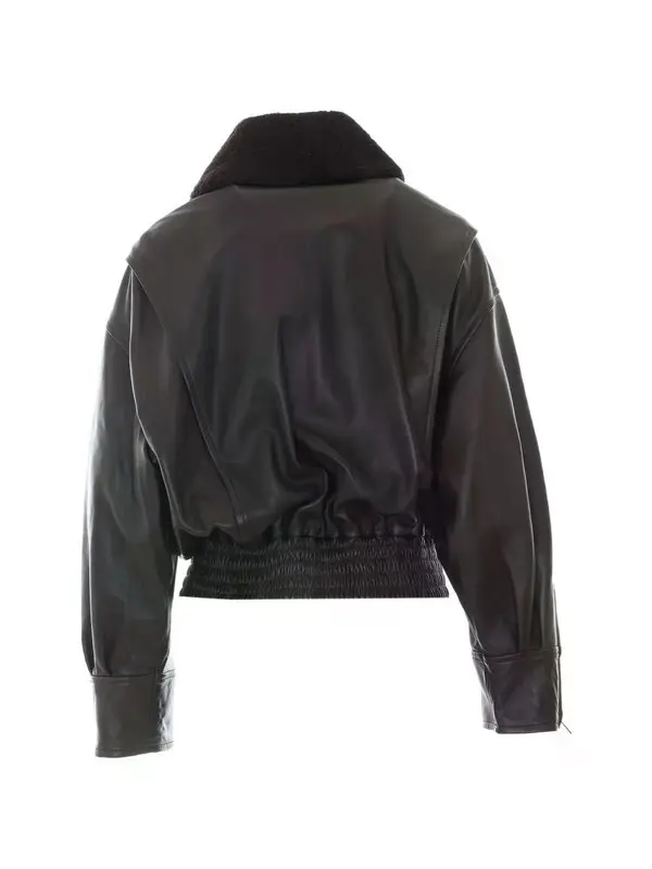 IVY OAK Shearling-collar Leather Jacket