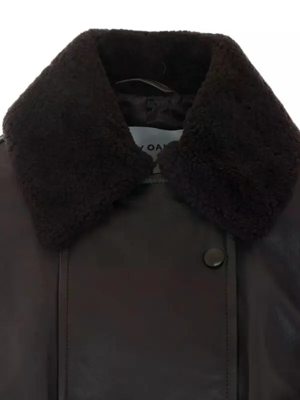 IVY OAK Shearling-collar Leather Jacket