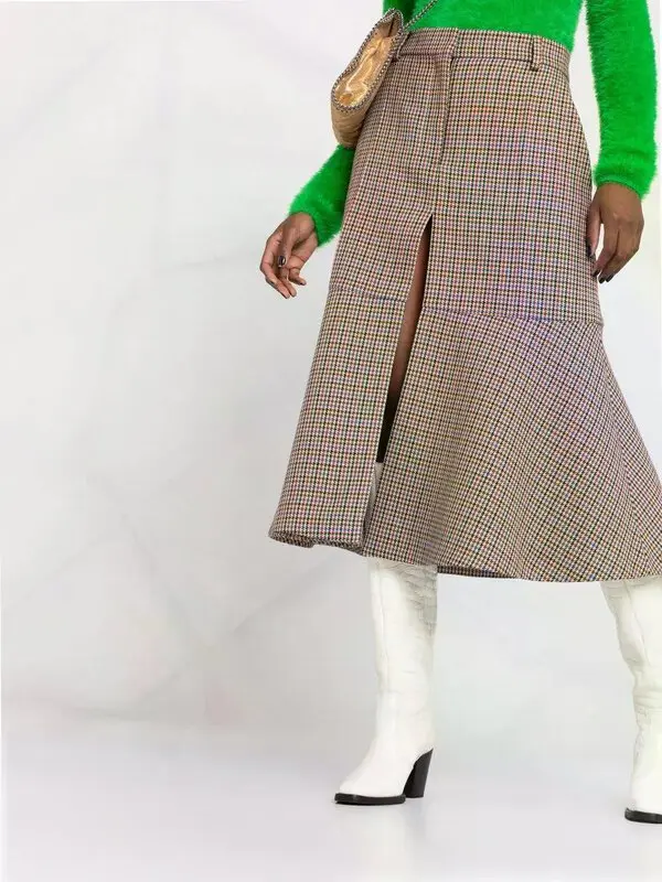 Stella McCartney Houndstooth A-line Midi-skirt