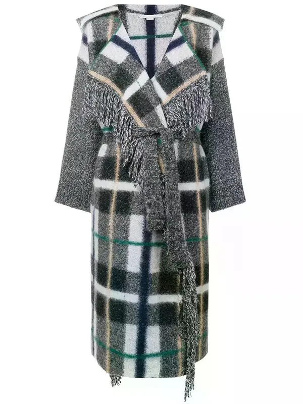 Stella McCartney Checked Belted Cardigan - Grey