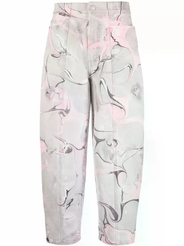 Stella McCartney Marble-print Tapered Leg Jeans - Grey