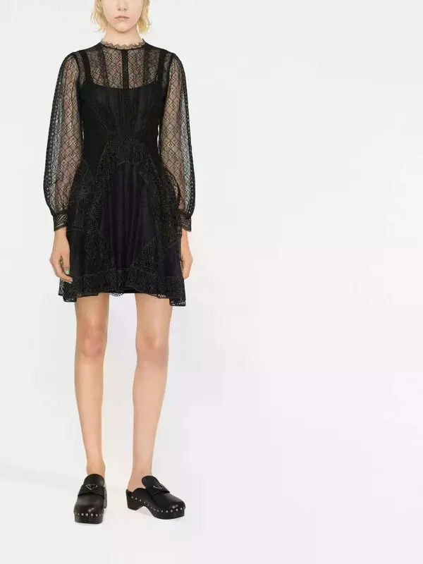 Alberta Ferretti Lace-panel Detail Mini Dress - Black
