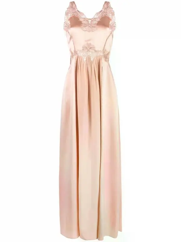 Alberta Ferretti Layered Silk Maxi Dress - Pink