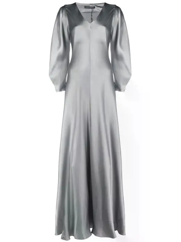 Alberta Ferretti Satin Long-sleeve Gown