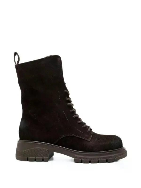 LINDA BAUMANN Buckle-detail Lace-up Boots - Brown