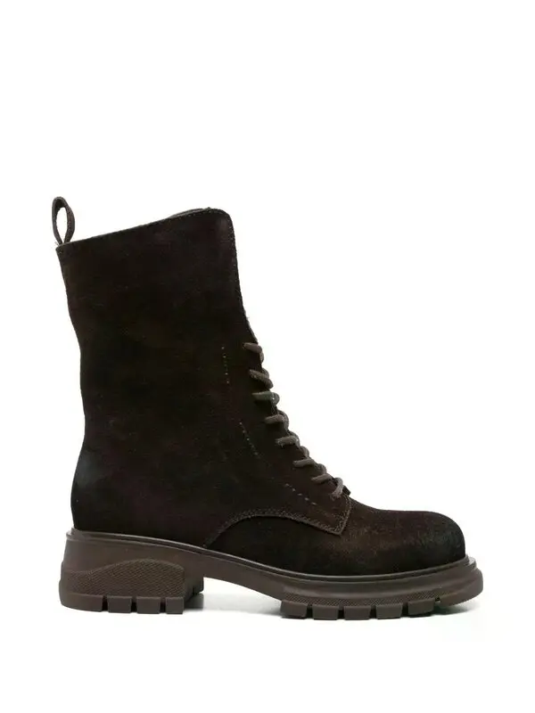 LINDA BAUMANN Buckle-detail Lace-up Boots - Brown