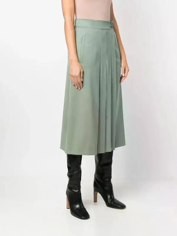 Alberta Ferretti Off-centre Fastening Pleated Skirt