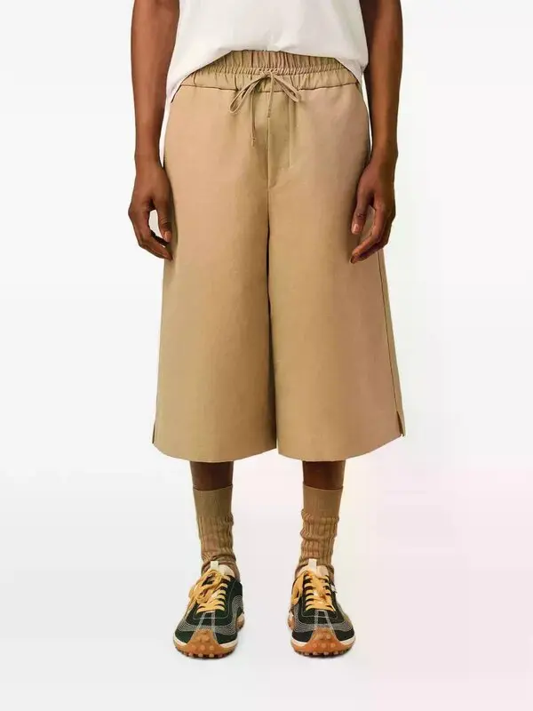 AMI Paris Beige Large Elasticated Cotton And Linen Bermuda Shorts