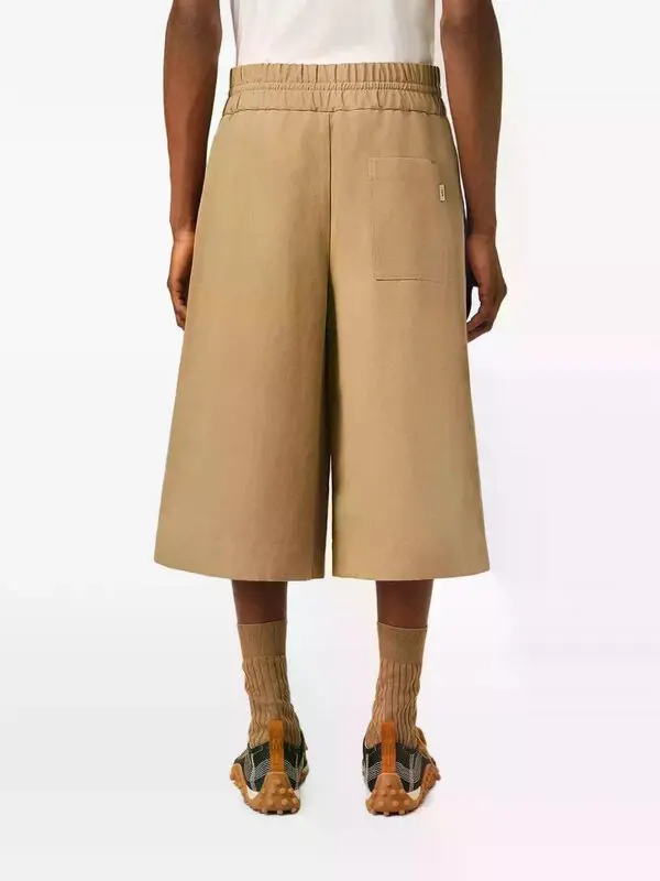 AMI Paris Beige Large Elasticated Cotton And Linen Bermuda Shorts