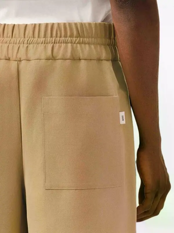 AMI Paris Beige Large Elasticated Cotton And Linen Bermuda Shorts