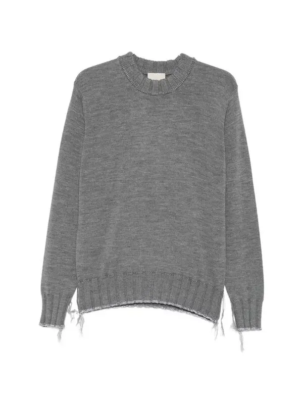 THE AMHANTE Distressed-effect Ribbed-trim Sweater