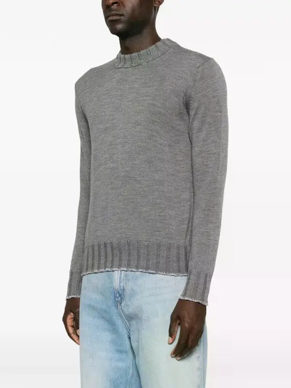 THE AMHANTE Distressed-effect Ribbed-trim Sweater