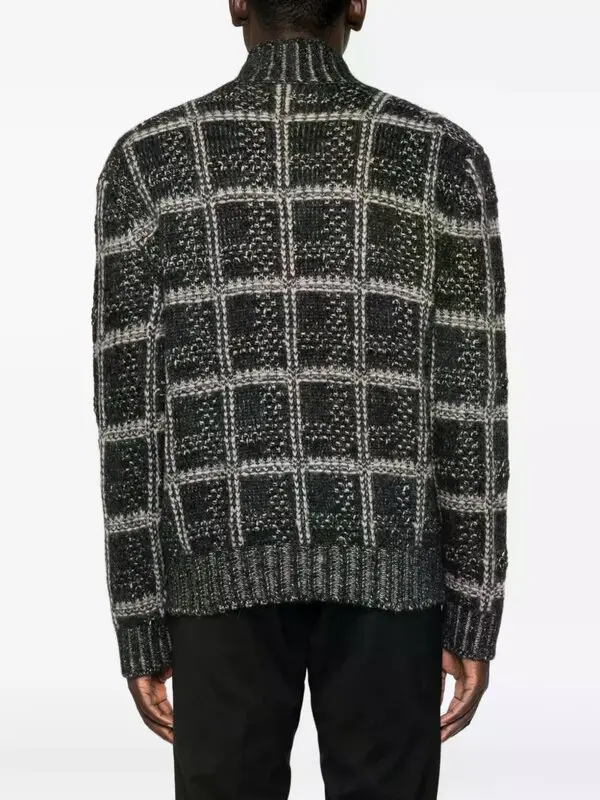 Canali Check-pattern Zip-up Cardigan