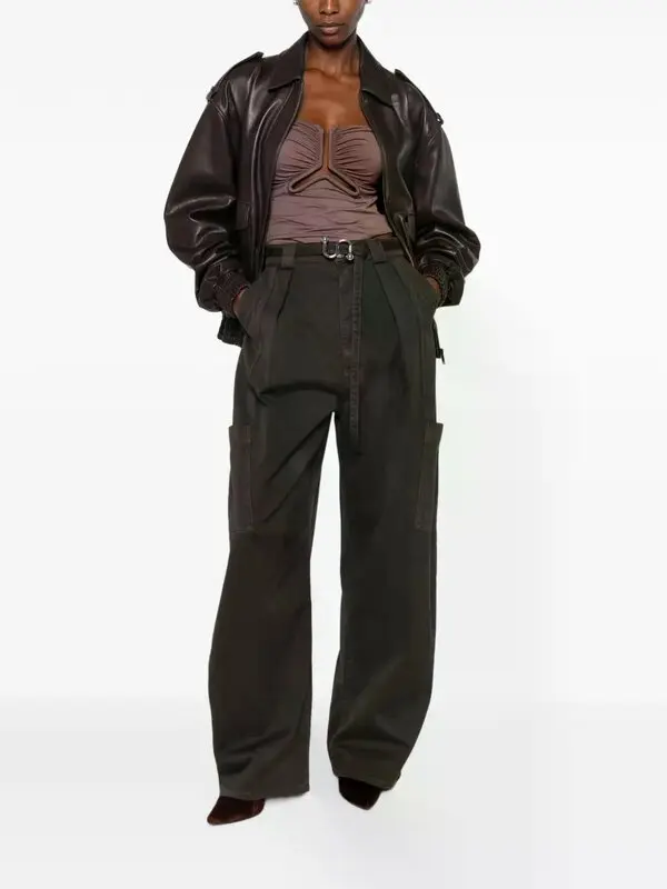Sportmax Pleated Wide-leg Jeans - Brown