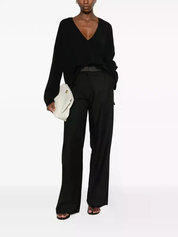 TWENTY FOURHAITCH Satin Waistband Pleated Trousers