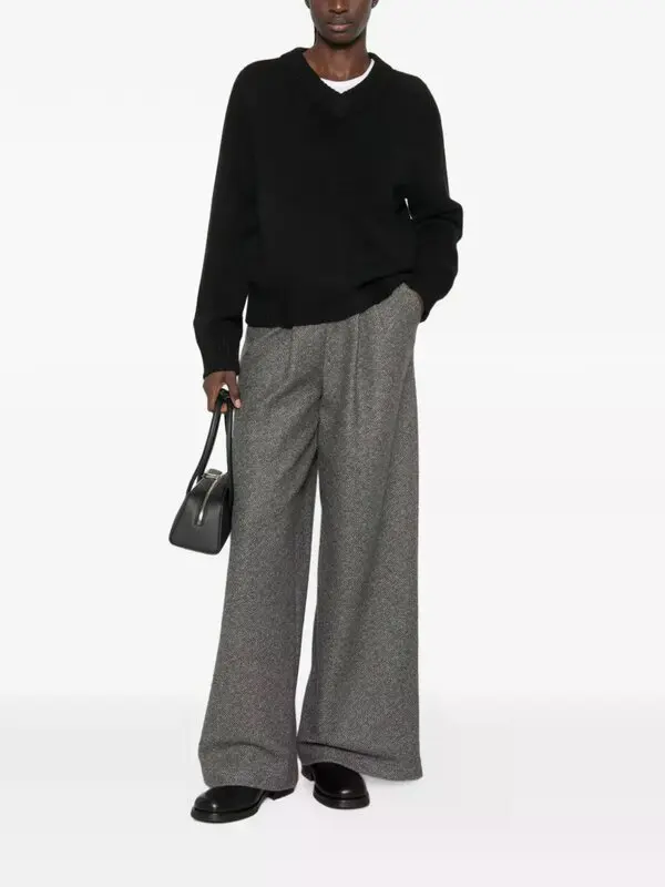 BYE Herringbone-pattern Wide-leg Trousers