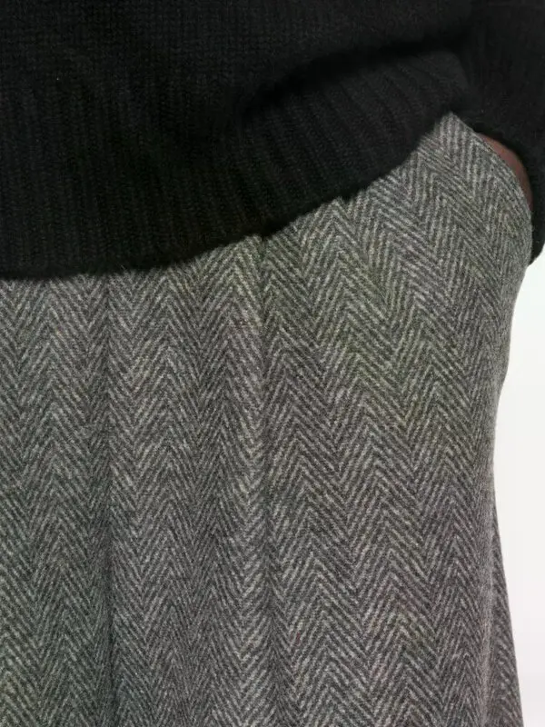 BYE Herringbone-pattern Wide-leg Trousers