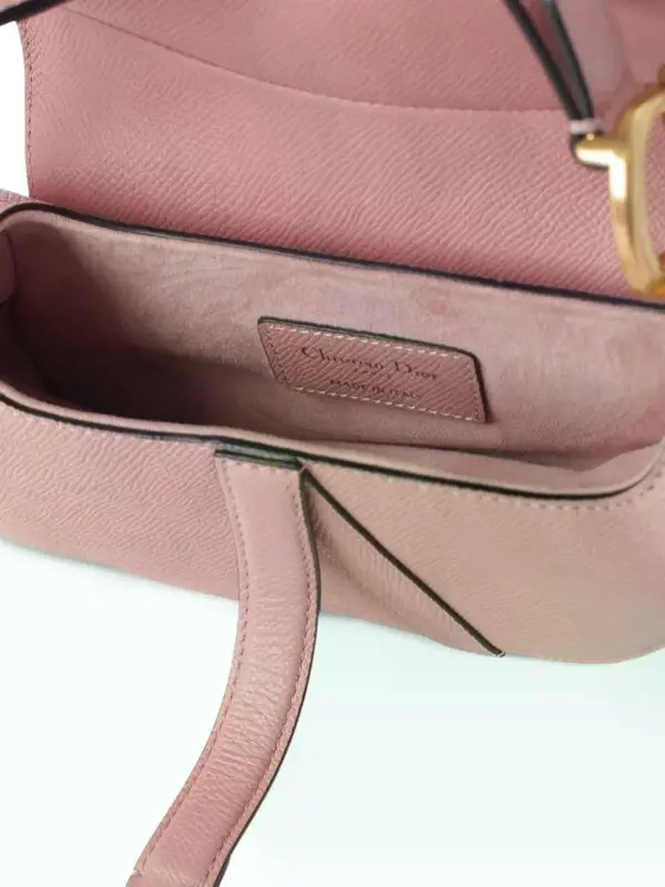 Dior 2018 Mini Grained Calfskin Saddle Bag Satchel - Pink