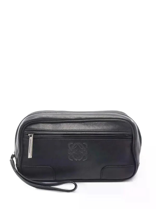 Loewe 2010-2026 Leather Anagram Clutch Bag - Black