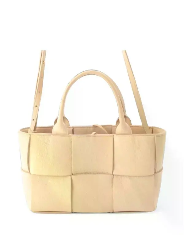 Bottega Veneta 2012-2026 Small Lambskin Maxi Intreccio Arco Tote Satchel - Neutrals