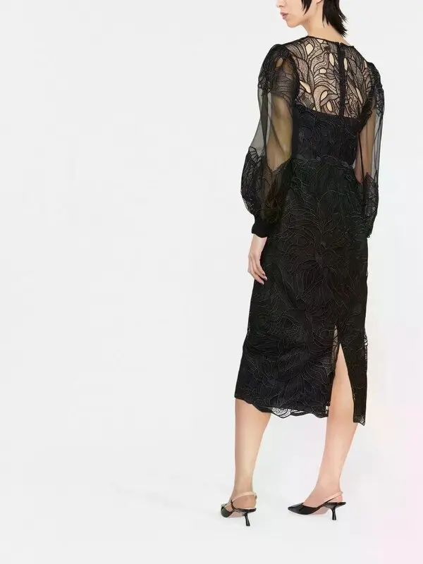 Alberta Ferretti Lace-overlay Midi Dress