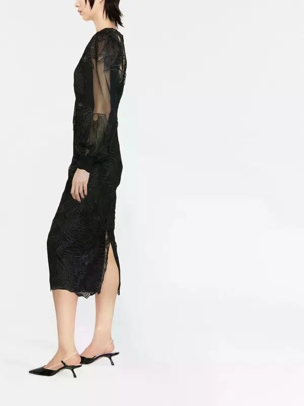Alberta Ferretti Lace-overlay Midi Dress