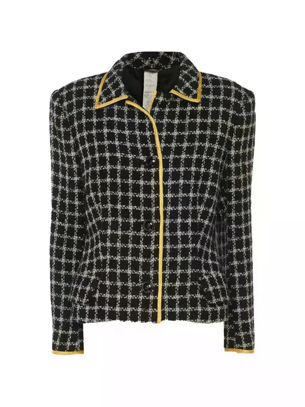 Versace And Yellow Checked Tweed Jacket