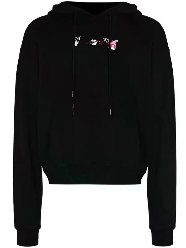 Off-White Acrylic Arrow Drawstring Hoodie
