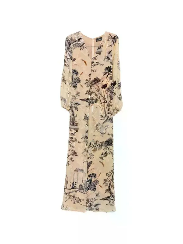 Etro Floral-print Maxi Dress - Neutrals