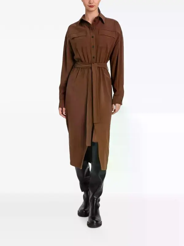 TWINSET Flap-pockets Shirt Midi Dress - Brown
