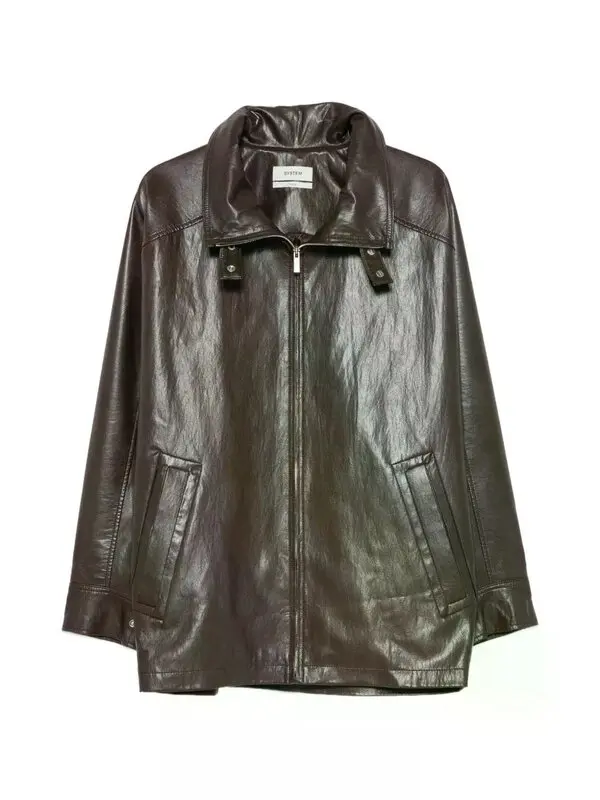 SYSTEM High-neck Zip-up Biker Jacket