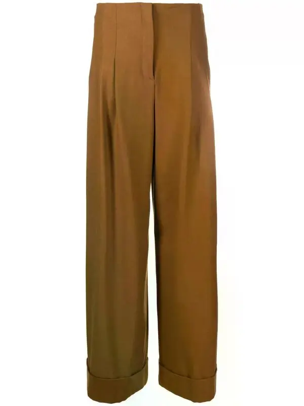 Alberta Ferretti High-waisted Wid-leg Trousers - Brown