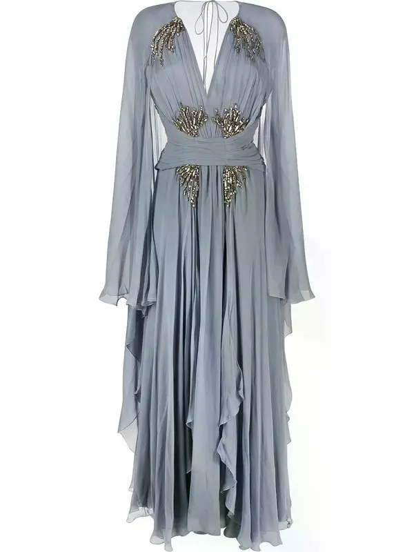 Alberta Ferretti Rhinestone-embellished Cape Gown