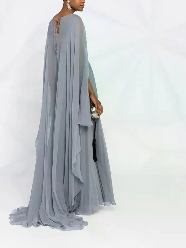 Alberta Ferretti Rhinestone-embellished Cape Gown