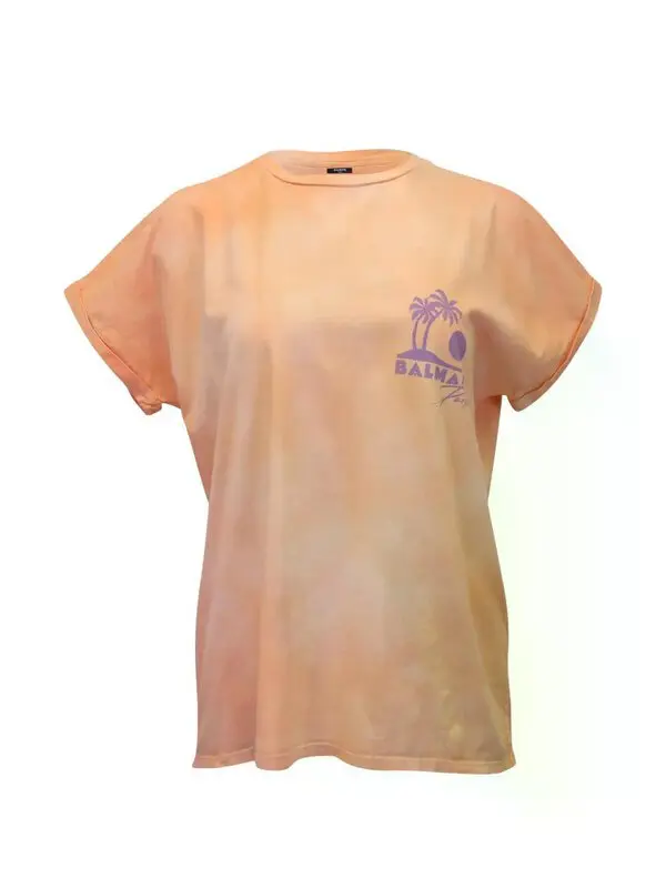 Balmain Tie-dye Logo-print T-shirt - Orange