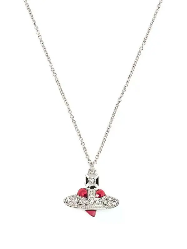 VIVIENNE WESTWOOD New Diamante Heart Pendant Necklace - Silver