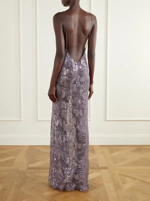 ILKYAZ OZEL Claudie Sequin-embellished Lace Gown