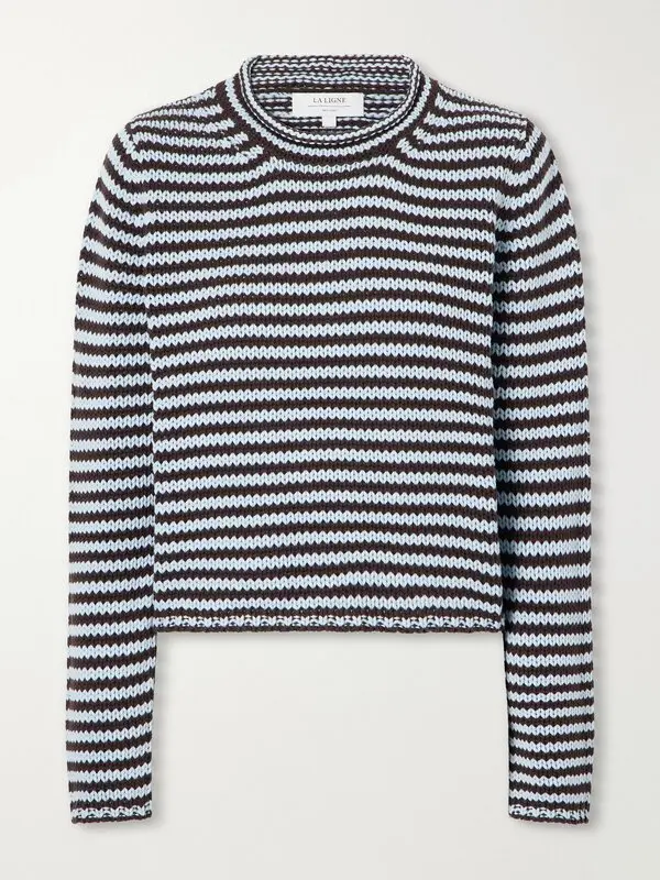LA LIGNE Mini Marina Cropped Striped Cotton Sweater