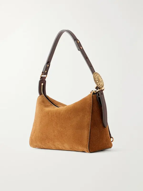 Etro Suede And Leather-trimmed Shoulder Bag