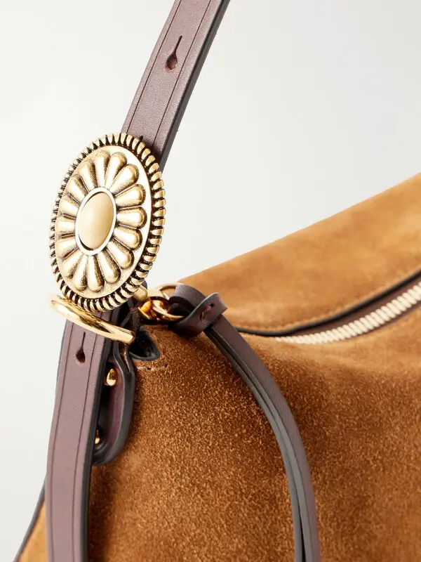 Etro Suede And Leather-trimmed Shoulder Bag