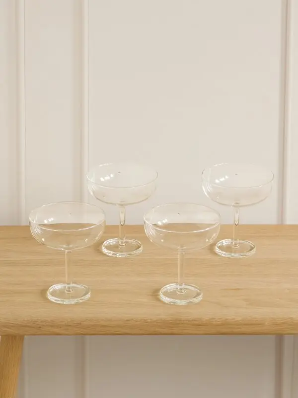 SOPHIE LOU JACOBSEN Roma Set Of Four Crystal-embellished Glass Cocktail Coupes - Neutrals