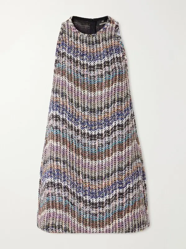 Missoni Striped Metallic Crochet-knit Mini Dress - Multi