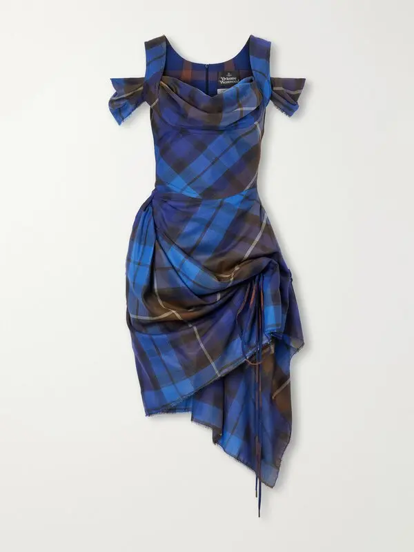 VIVIENNE WESTWOOD Buchanan Tartan Wool Mini Dress - Blue