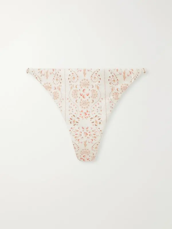 Agua Bendita Palmira Playa" Printed Bikini Briefs - Neutrals