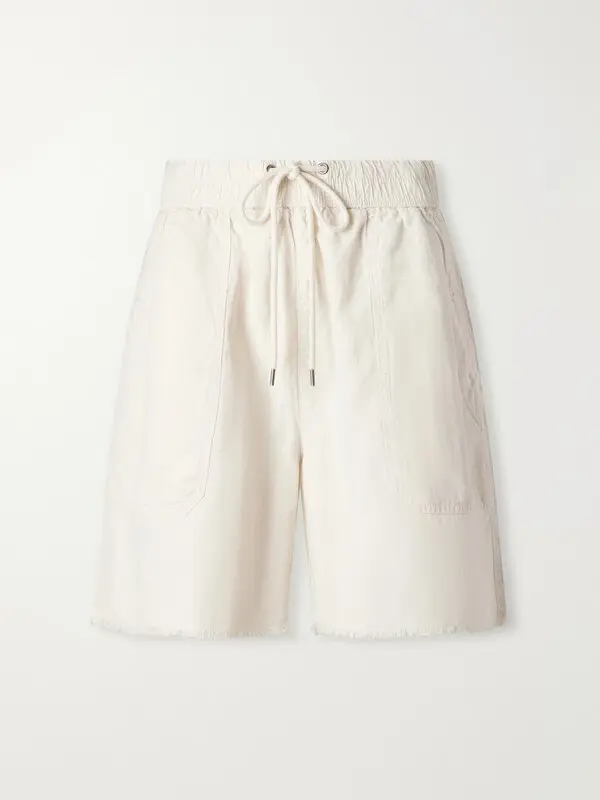 JAMES PERSE Lyocell, Linen And Cotton-blend High-rise Utility Shorts - Neutrals